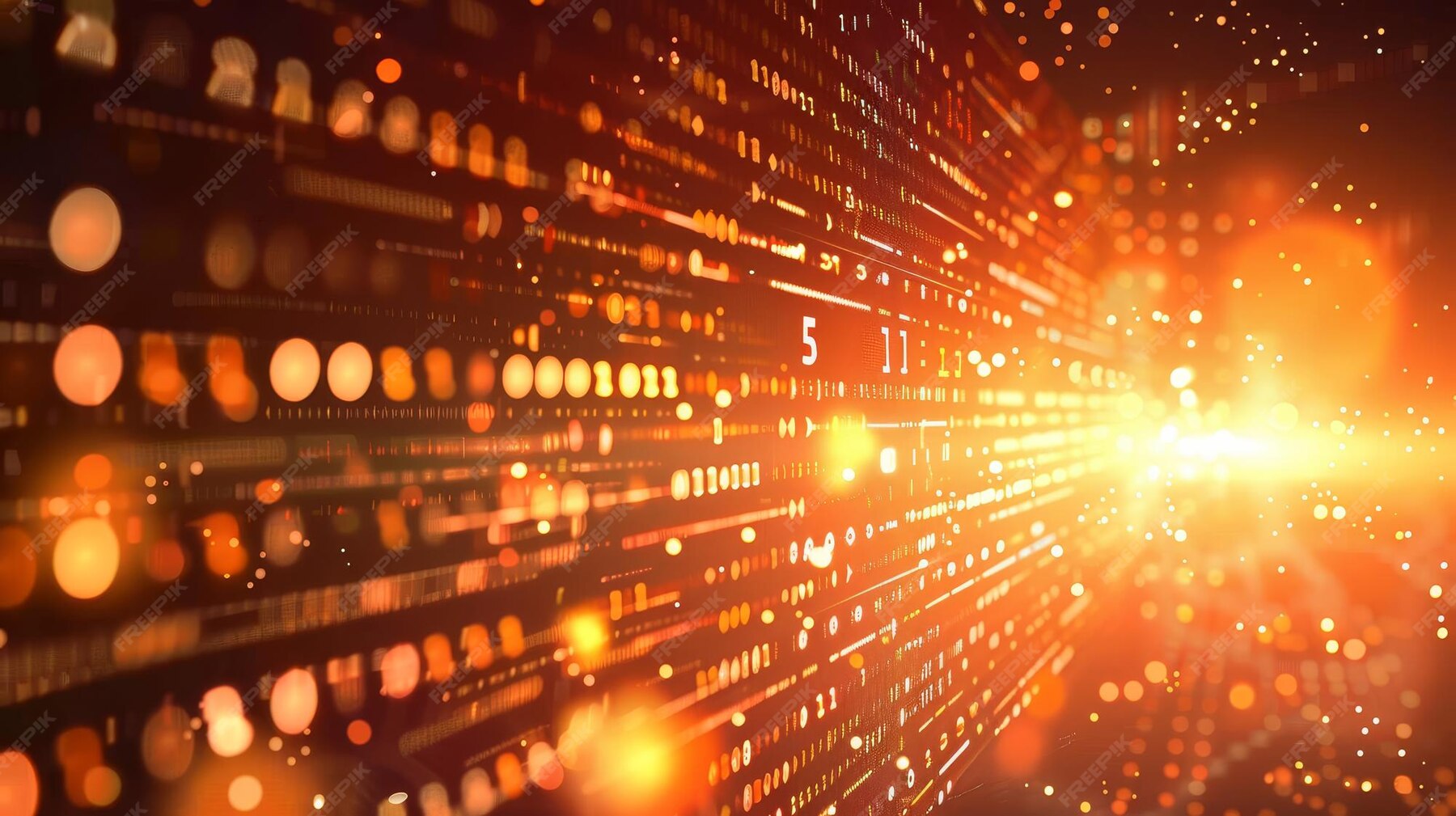 Warm orange binary code data background Vibrant orange digital binary code flowing with dynamic ...