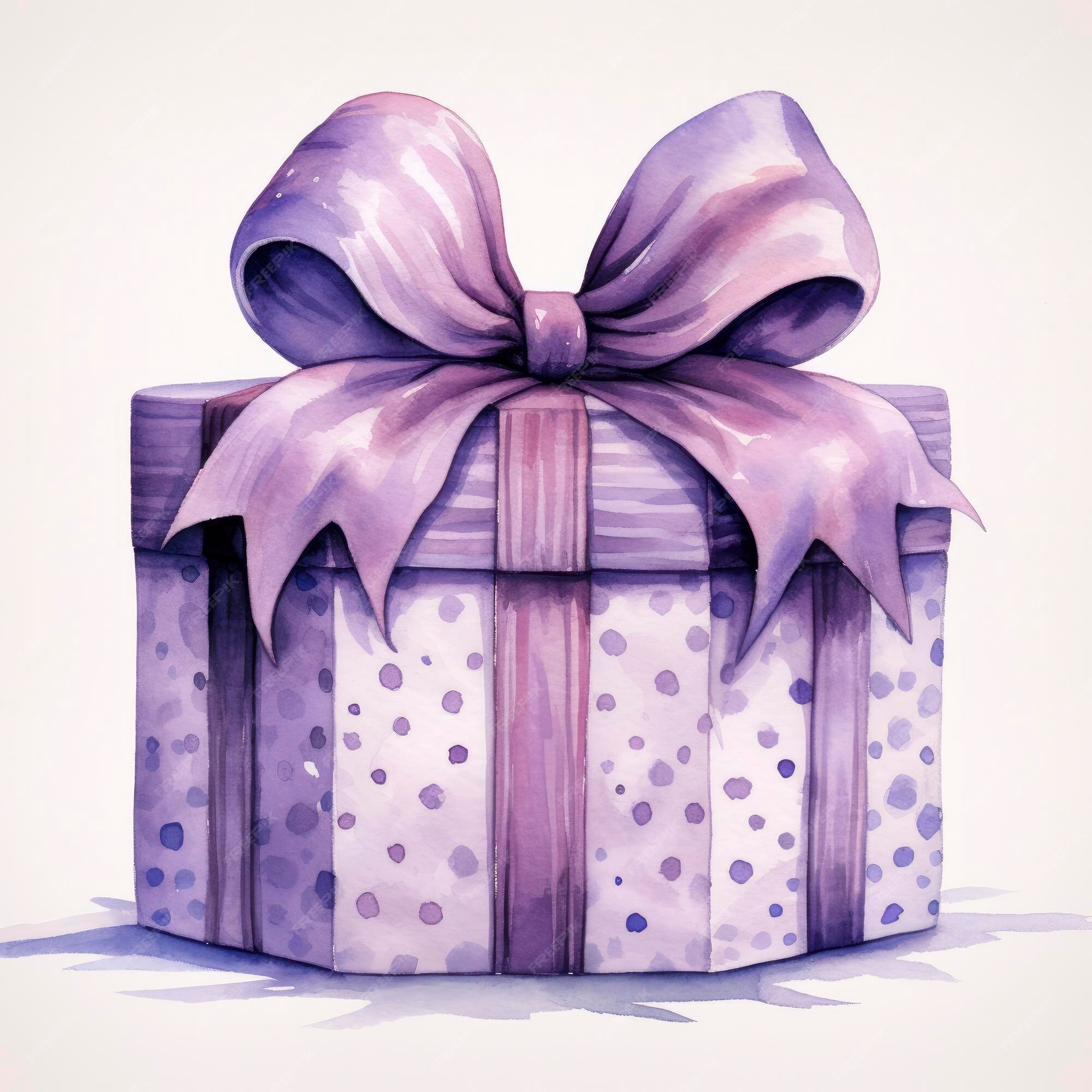 Premium Photo Watercolor Birthday Present With Bow Isolated On White Background