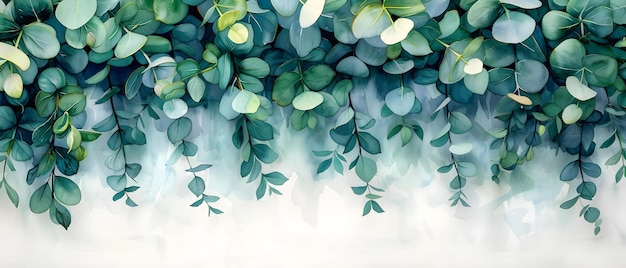 Premium Photo | Watercolor green floral card with eucalyptus leaves on ... Premium Photo | Watercolor green floral card with eucalyptus leaves on ...