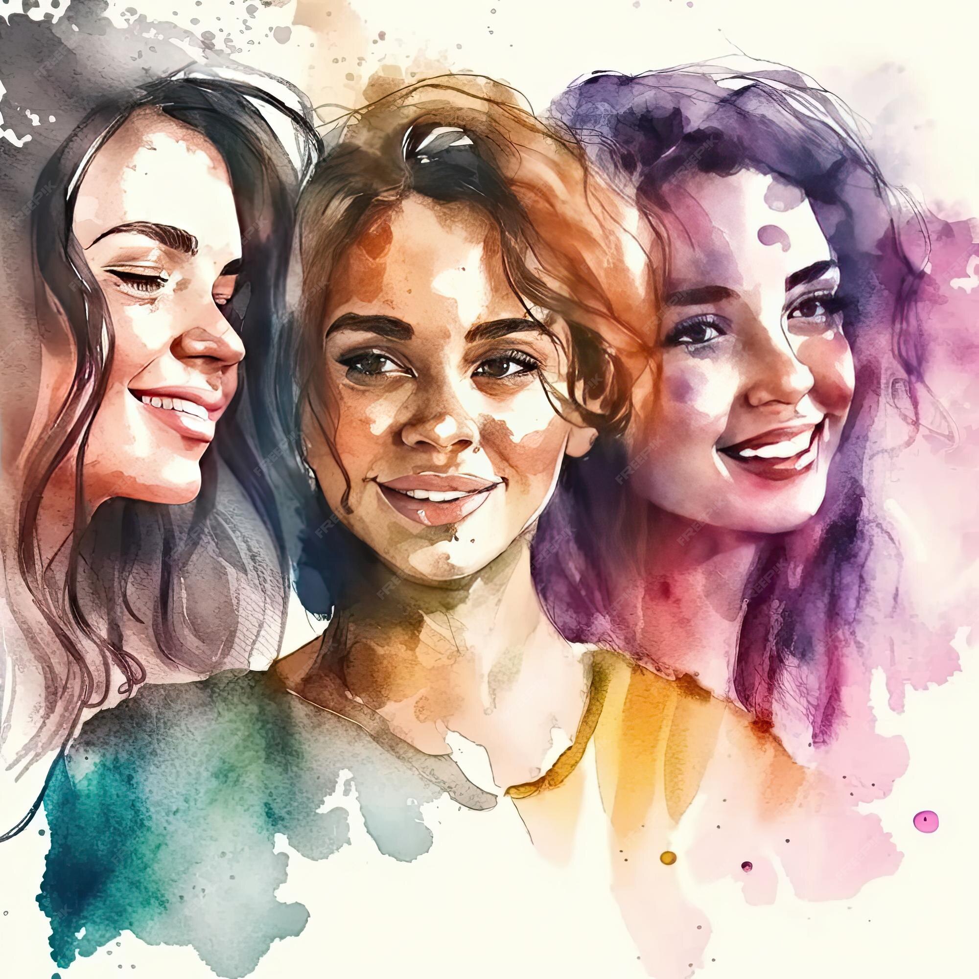 Premium AI Image | Watercolor illustration made with AI of a group of ... Premium AI Image | Watercolor illustration made with AI of a group of ...