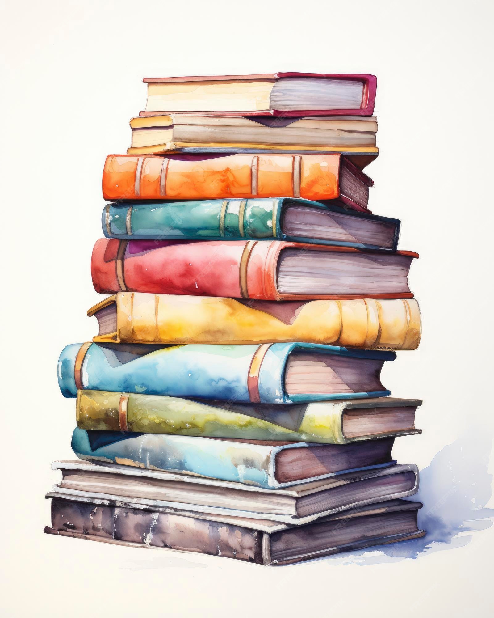 Premium Ai Image Watercolor Pile Of Books Isolated On White Background