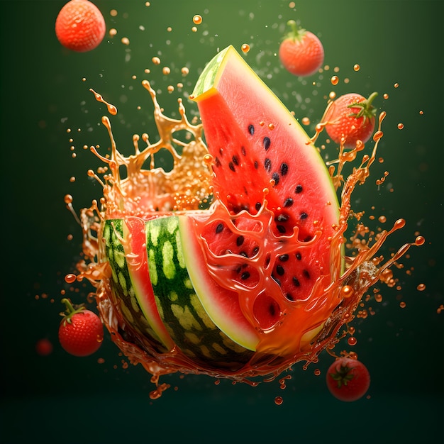 Premium AI Image | Watermelon slice splashed Premium AI Image | Watermelon slice splashed