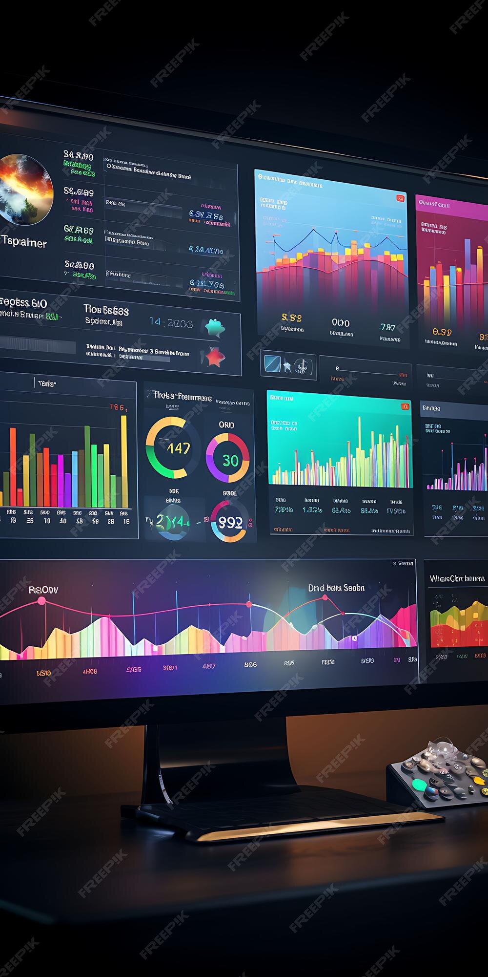 Premium AI Image | Web Dashboard Analytics Data Analytics Dashboard Widget Based Layout Profe ...