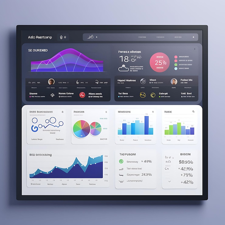 Premium AI Image | Web Dashboard Analytics Data Analytics Dashboard Widget Based Layout Profe ...