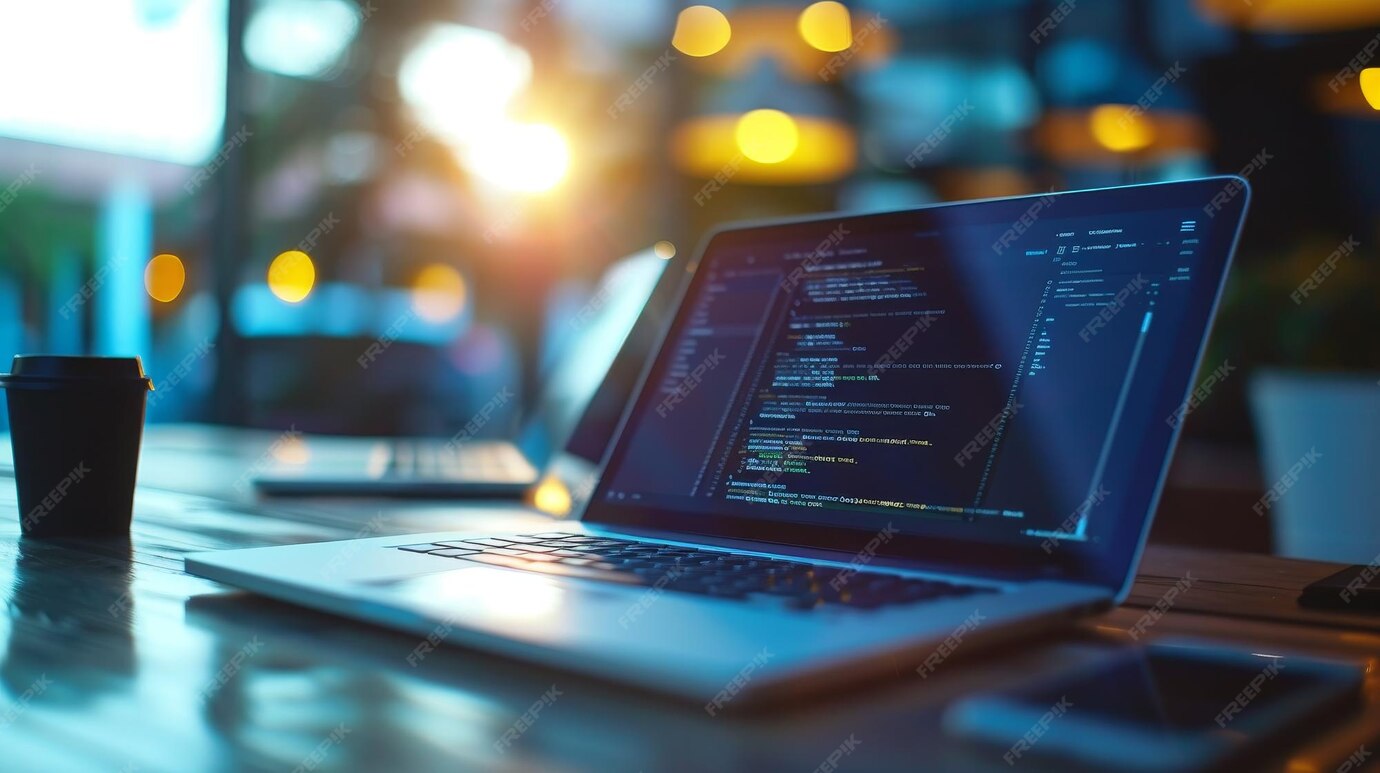 Premium Photo | Web design and app development for laptops phones and tablets Coding of software ...