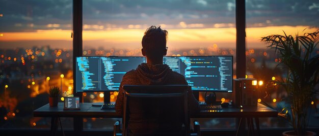 Web Design Coding And Programming Technologies Programmer Working In An