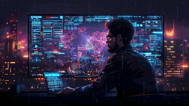 Premium Photo | A web developer engineer coding a website using augmented reality interface ...