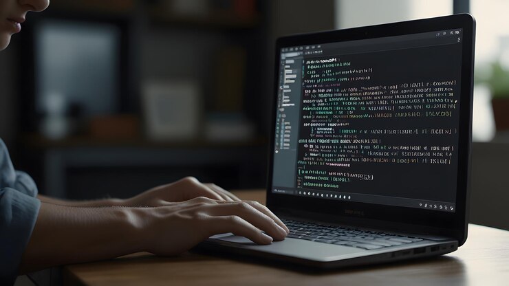 Web developer do programming on the computer programmer writing program code Coding | Premium AI ...