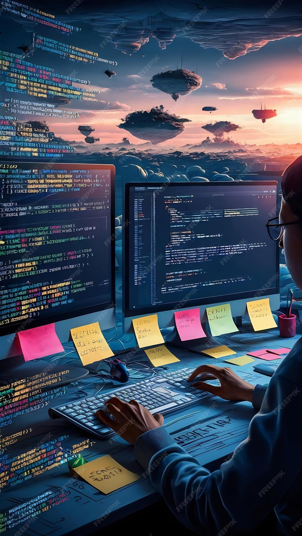 Web development programming code or app development and web design on computer for seo 3d ...