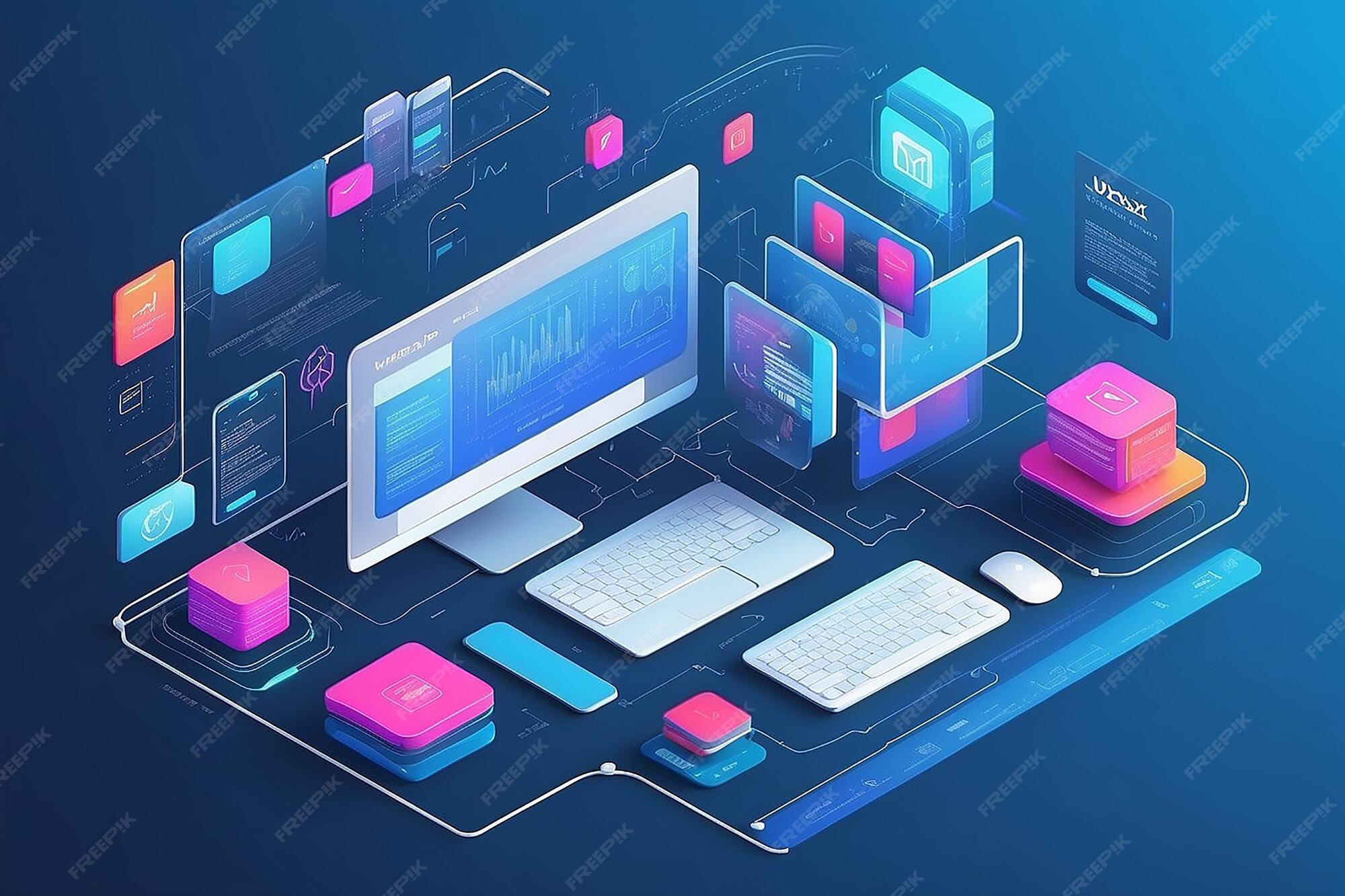 Premium Photo | Web UIUX design web development concept Web design application design coding