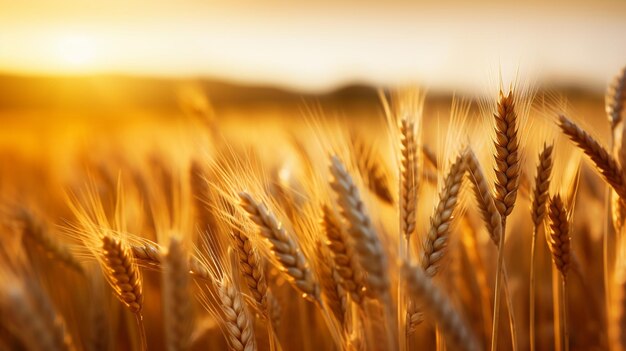 Premium AI Image | Wheat field Ears of golden Premium AI Image | Wheat field Ears of golden