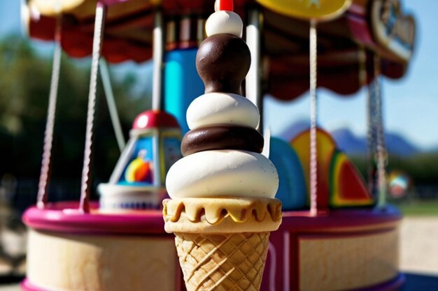 Premium Photo | Whimsical Cookies and Cream Ice Cream Cone on Carousel Premium Photo | Whimsical Cookies and Cream Ice Cream Cone on Carousel