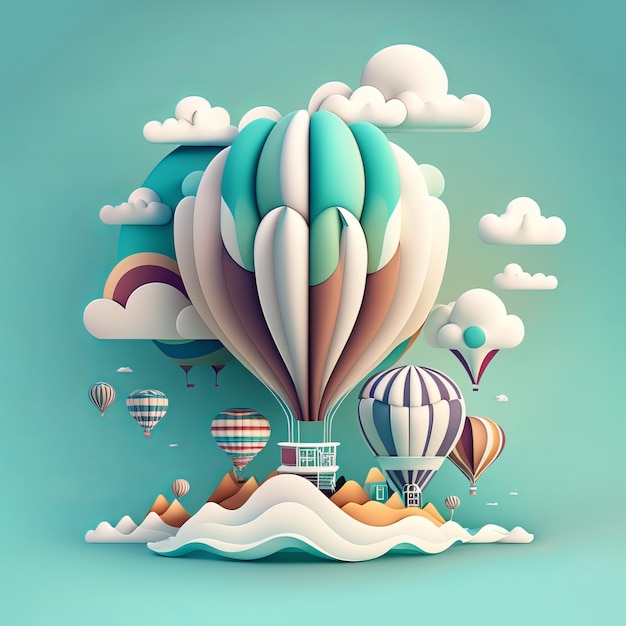 Premium AI Image | Whimsical Hot Air Balloon Adventure Premium AI Image | Whimsical Hot Air Balloon Adventure