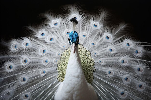 Premium Ai Image White Peacock With Feathers Open