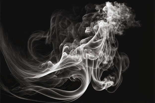 Premium Photo White Smoke Stream Blowing On Black Background Digital Illustration