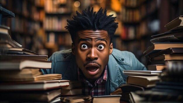 Premium AI Image | WideEyed Fear Coping with Exam Stress and Nervousness Premium AI Image | WideEyed Fear Coping with Exam Stress and Nervousness