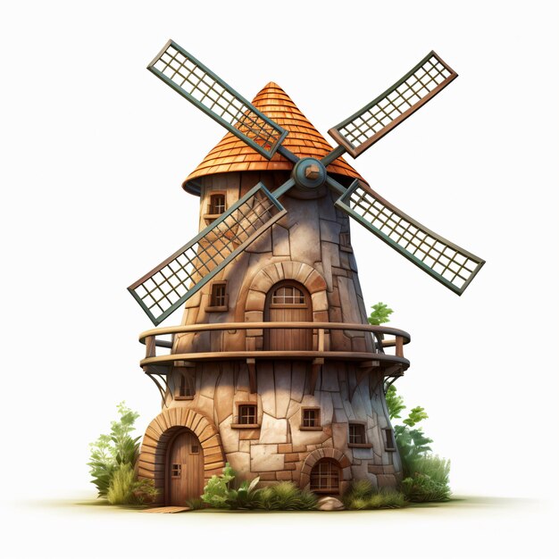 Premium AI Image | Windmill isolated on white background Premium AI Image | Windmill isolated on white background