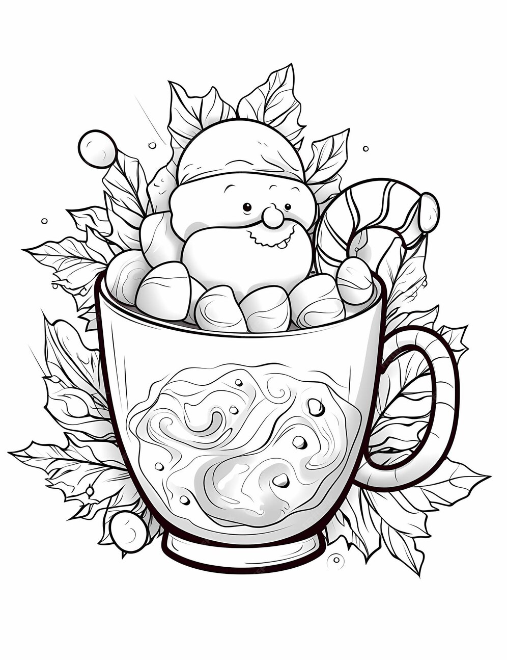Premium Photo Winter Warmth Christmas Hot Cocoa Mug Coloring Adventure Printable
