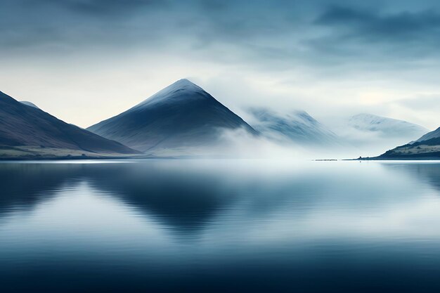 Premium AI Image | Wisps of fog over a mountain lake Premium AI Image | Wisps of fog over a mountain lake