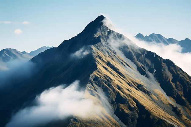 Premium AI Image | Wisps of fog on a mountain peak Premium AI Image | Wisps of fog on a mountain peak