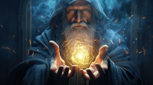 Premium Ai Image A Wizard Casting A Spell