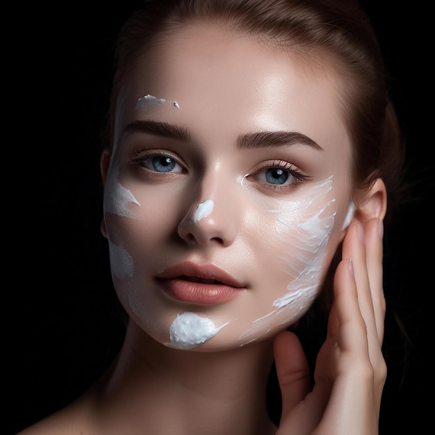 Premium Ai Image Woman Applying Face Mask
