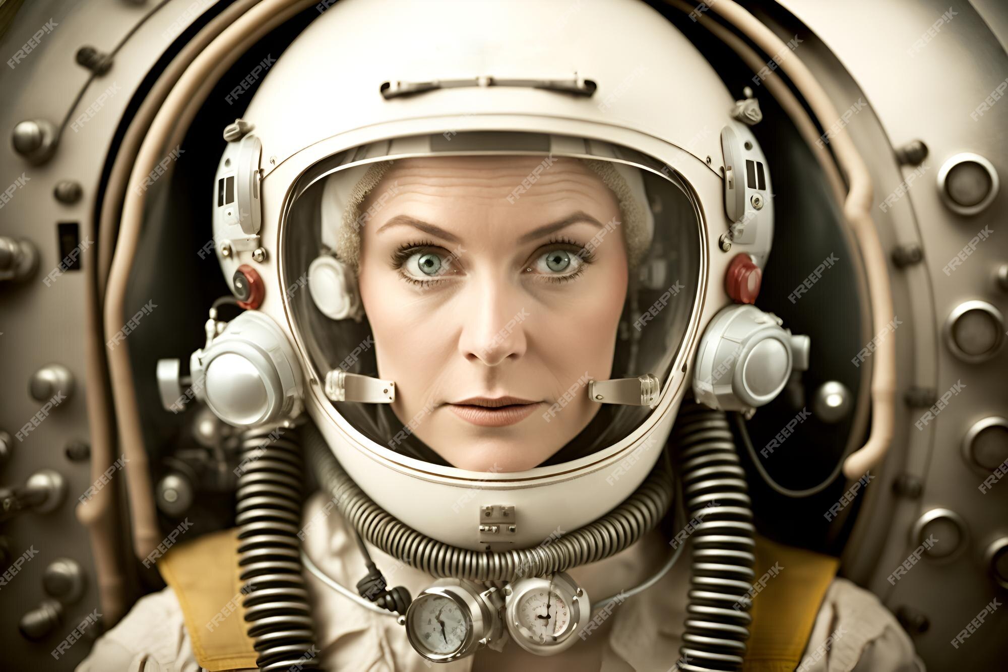 Premium Ai Image A Woman Astronaut In A Space Suit In A Spaceship Generative Ai 1