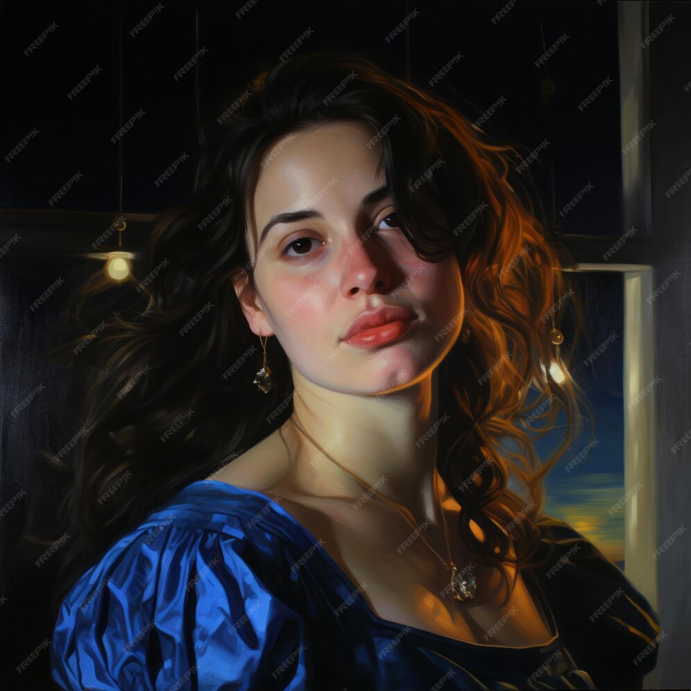 Premium Ai Image A Woman In A Blue Dress