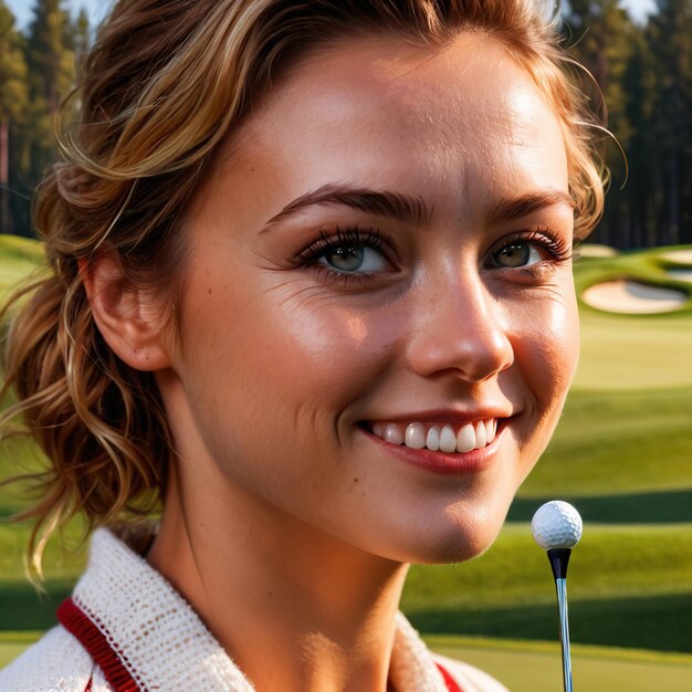 Woman Doing Golf Golfing Golfer Fitness Activity Premium Ai Generated Image