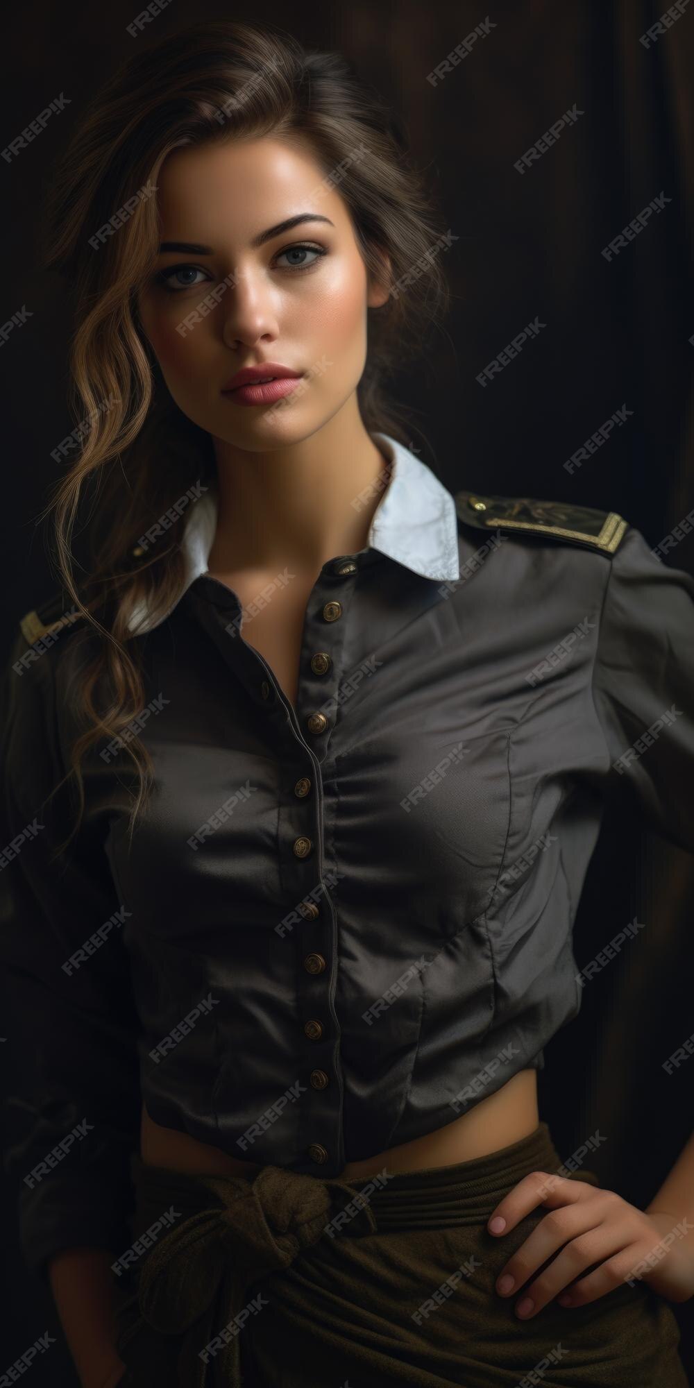 A woman dressed in a military uniform poses for a picture This image ... A woman dressed in a military uniform poses for a picture This image ...