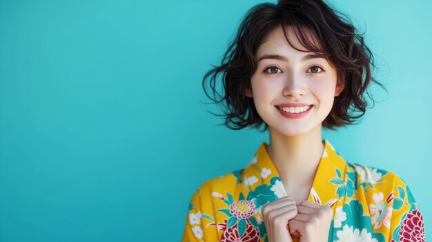 Premium Photo | A woman in a floral dress smiling Premium Photo | A woman in a floral dress smiling