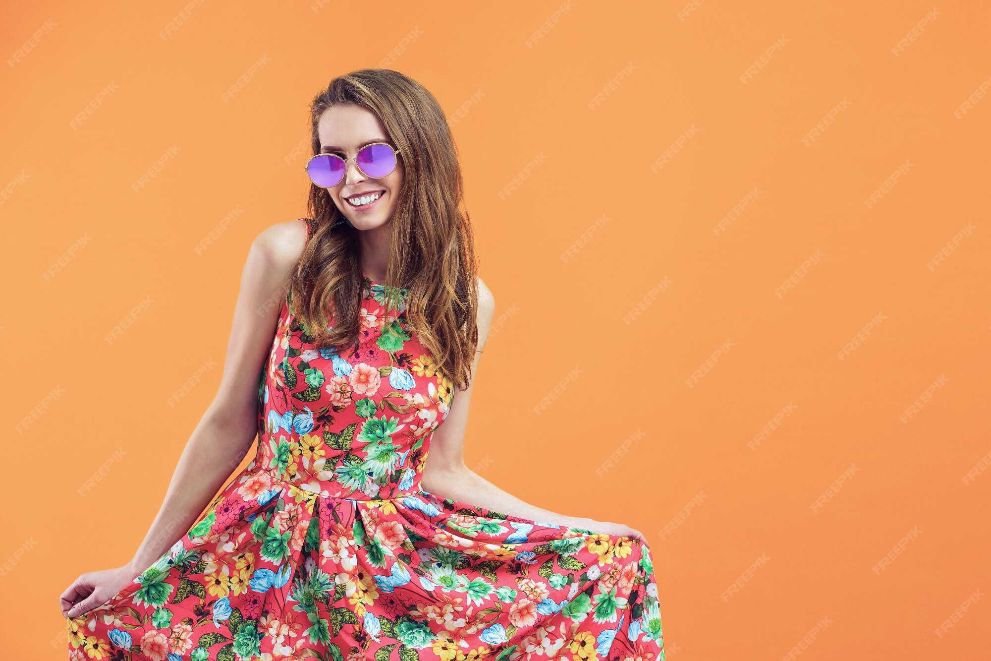 Premium Photo Woman In Floral Dress