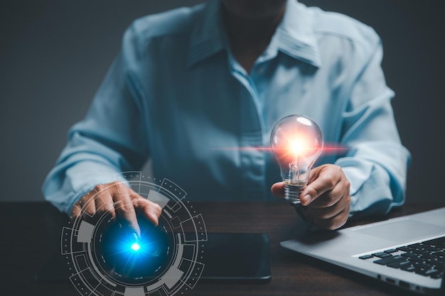 Premium Photo | Woman hand holding light bulb global internet ... Premium Photo | Woman hand holding light bulb global internet ...