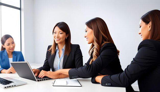 Premium AI Image | Woman having an online business meeting in an office Premium AI Image | Woman having an online business meeting in an office
