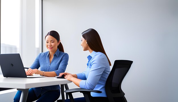 Premium AI Image | Woman having an online business meeting in an office Premium AI Image | Woman having an online business meeting in an office