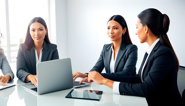 Premium AI Image | Woman having an online business meeting in an office Premium AI Image | Woman having an online business meeting in an office