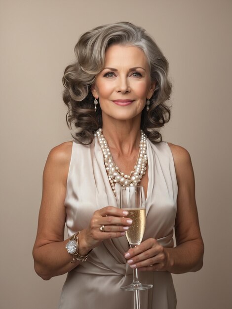 A Woman Holding A Glass Of Wine And A Glass Of Wine Premium Ai Generated Image
