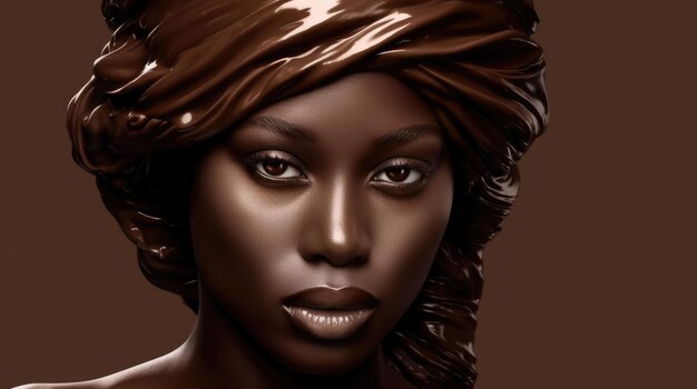 Premium Ai Image Woman Made From Dark Chocolate