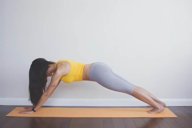 Premium Photo Woman Practicing Plank Pose On Yoga Mat