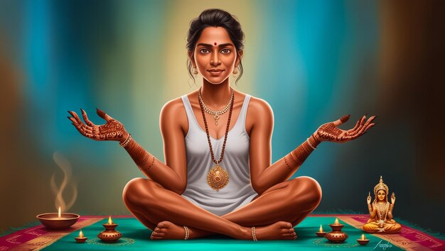 A woman sits in lotus position with the words god on her chest ... A woman sits in lotus position with the words god on her chest ...