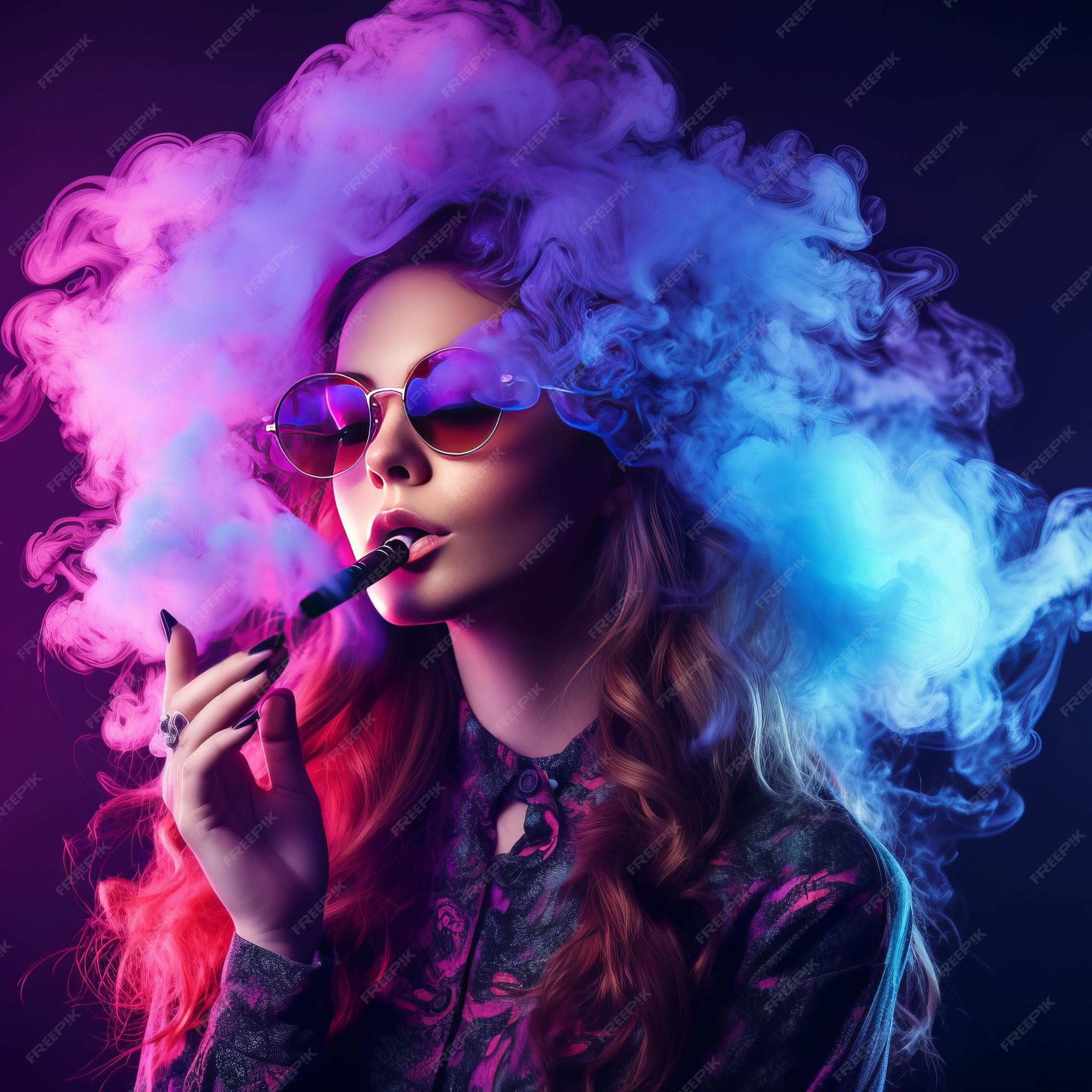 Premium Photo Woman Smokes Vape Girl Releases Steam From Device For Vaping Lady Vaper Woman
