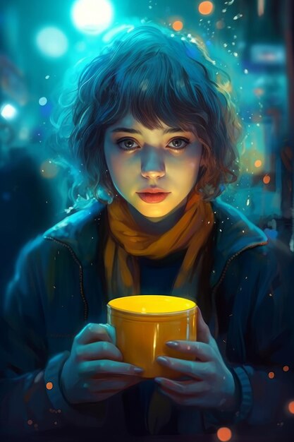 Premium AI Image | A woman stands in front of a background Premium AI Image | A woman stands in front of a background