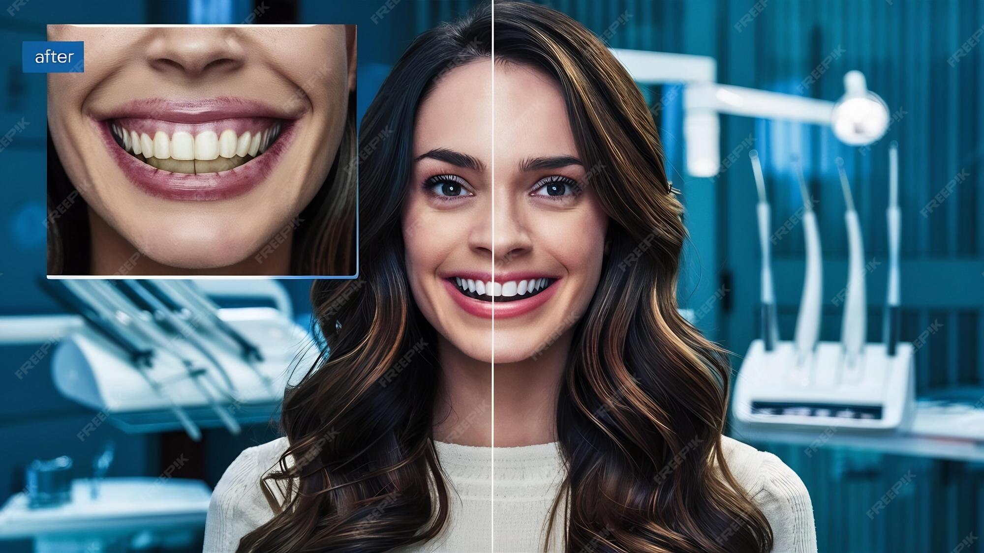 Premium Photo Woman Teeth Before And After Whitening Image Symbolizes Stomatology