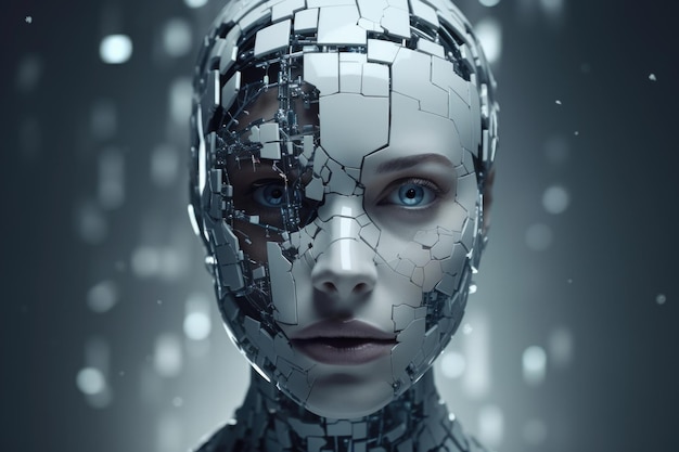 Premium AI Image | Woman transforming into digital clone with AI Premium AI Image | Woman transforming into digital clone with AI