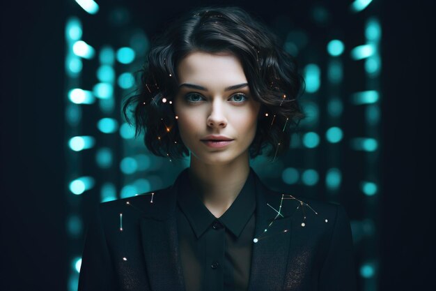 Premium AI Image | Woman transforming into virtual human using AI Premium AI Image | Woman transforming into virtual human using AI
