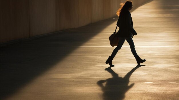 Premium Photo A Woman Walking Down A Sidewalk Carrying A Bag