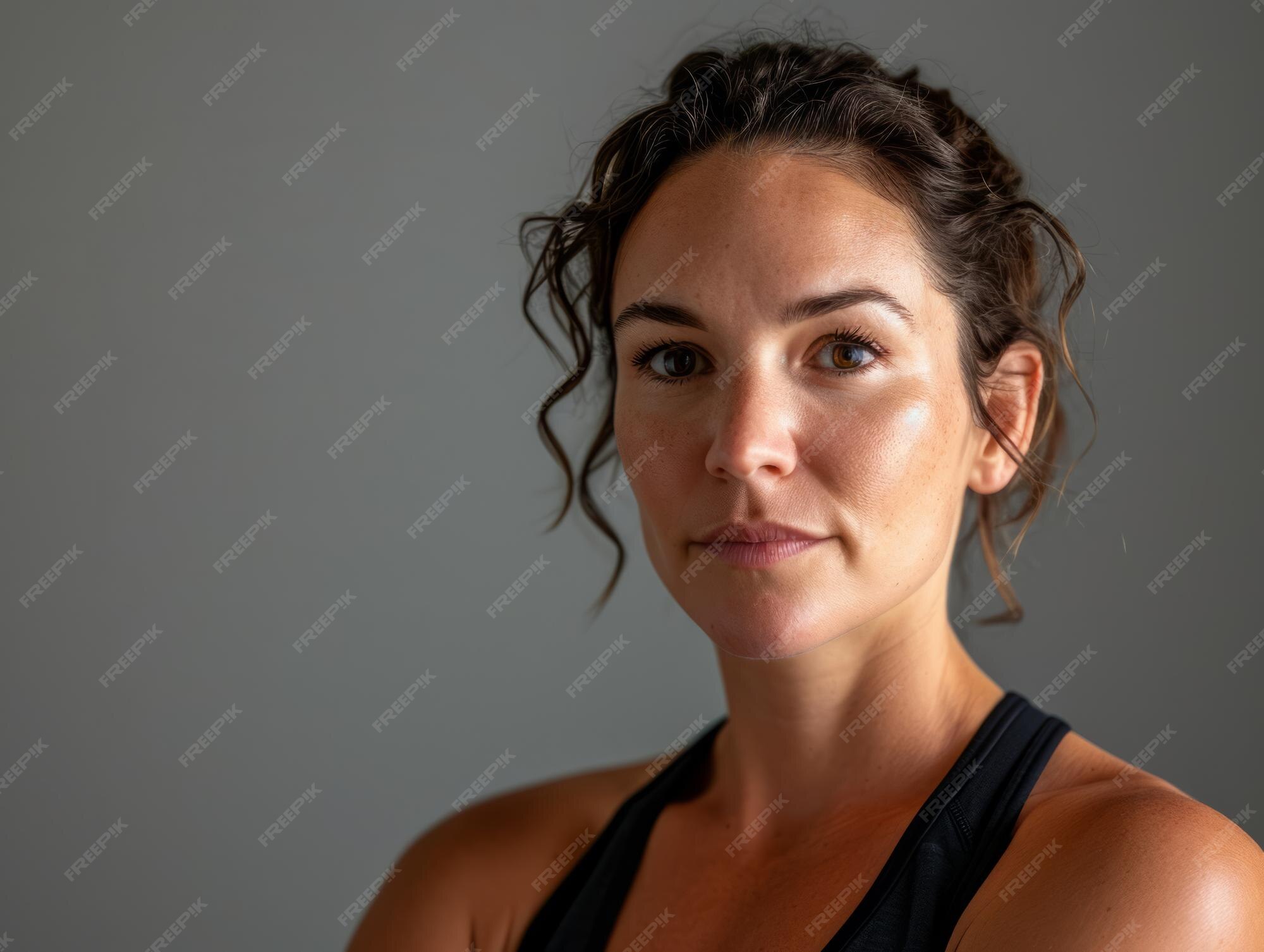 Premium Photo A Woman Wearing A Black Tank Top Standing In Front Of A