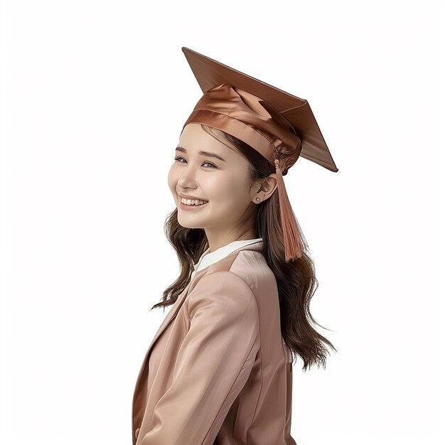 A Woman Wearing A Graduation Cap And Gown With A Tassel On Her Neck