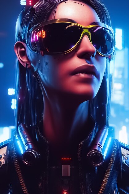 Premium Photo A Woman Wearing A Neon Glasses And A Neon Light