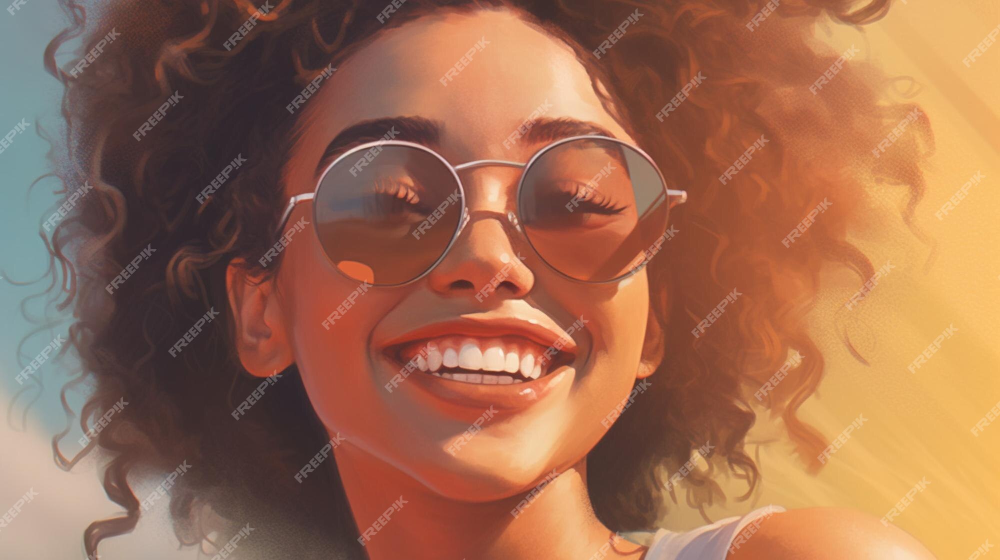 Premium Ai Image A Woman Wearing Sunglasses And Smiling